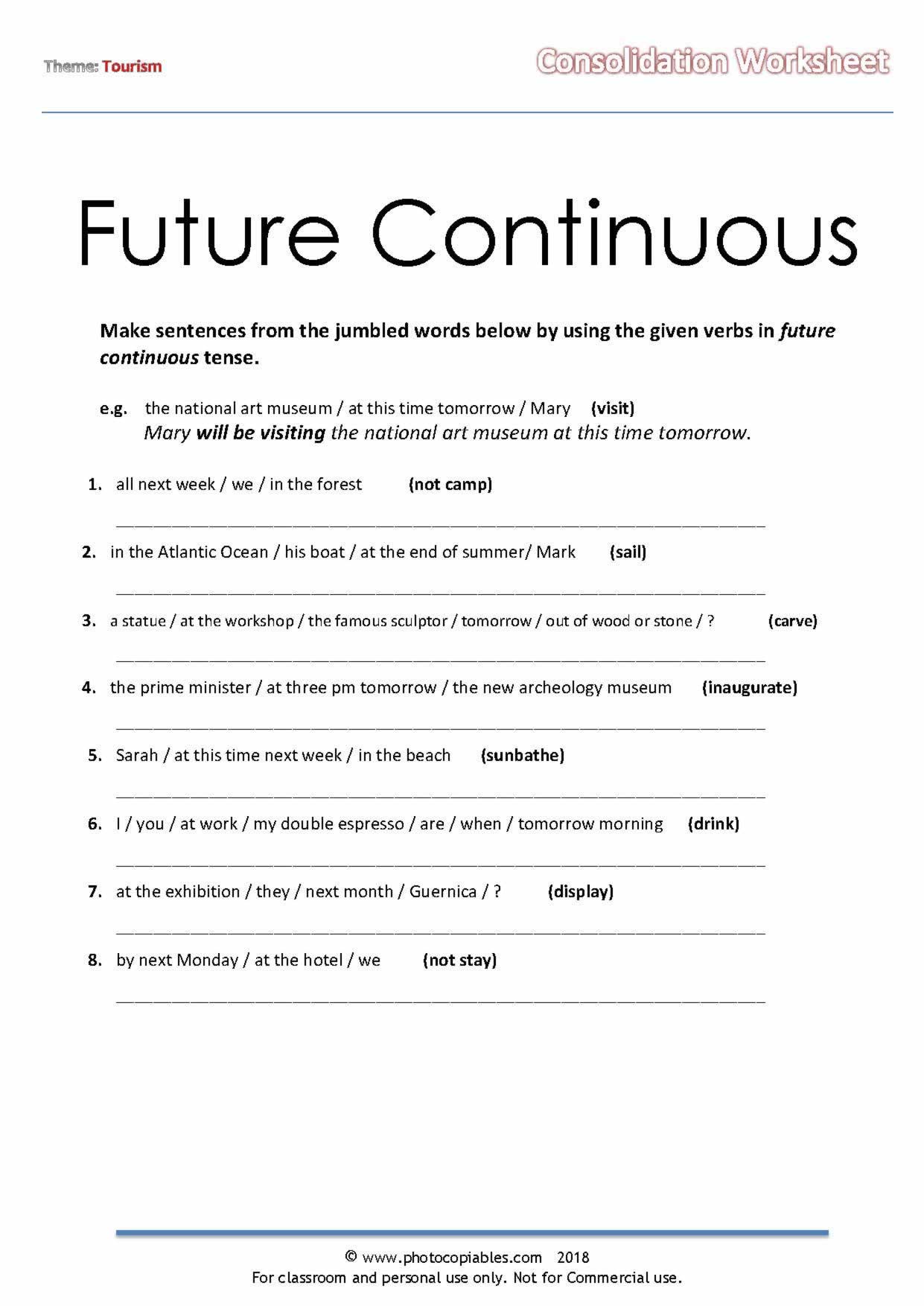 Future Continuous Worksheet Photocopiables